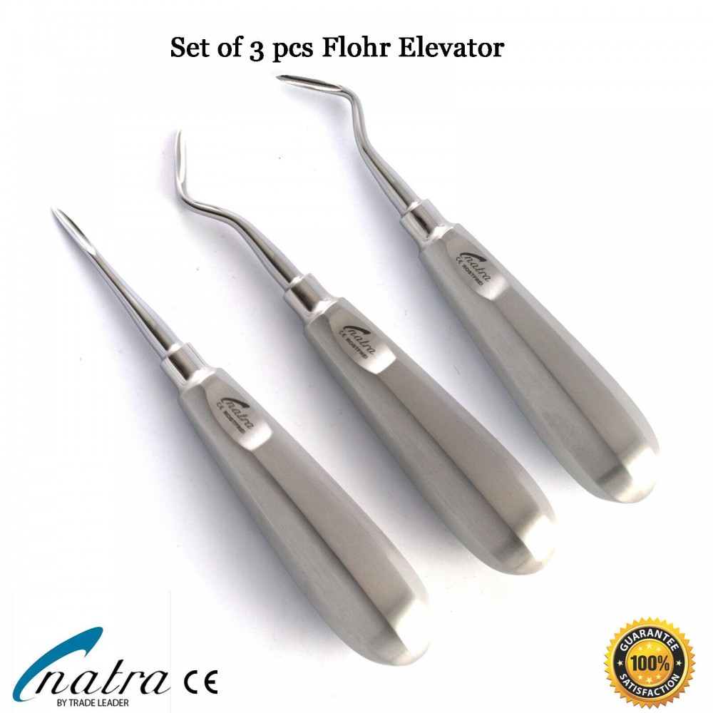 3 Pcs Dental Root Elevators Oral Surgery PDL Luxating Flohr Elevator